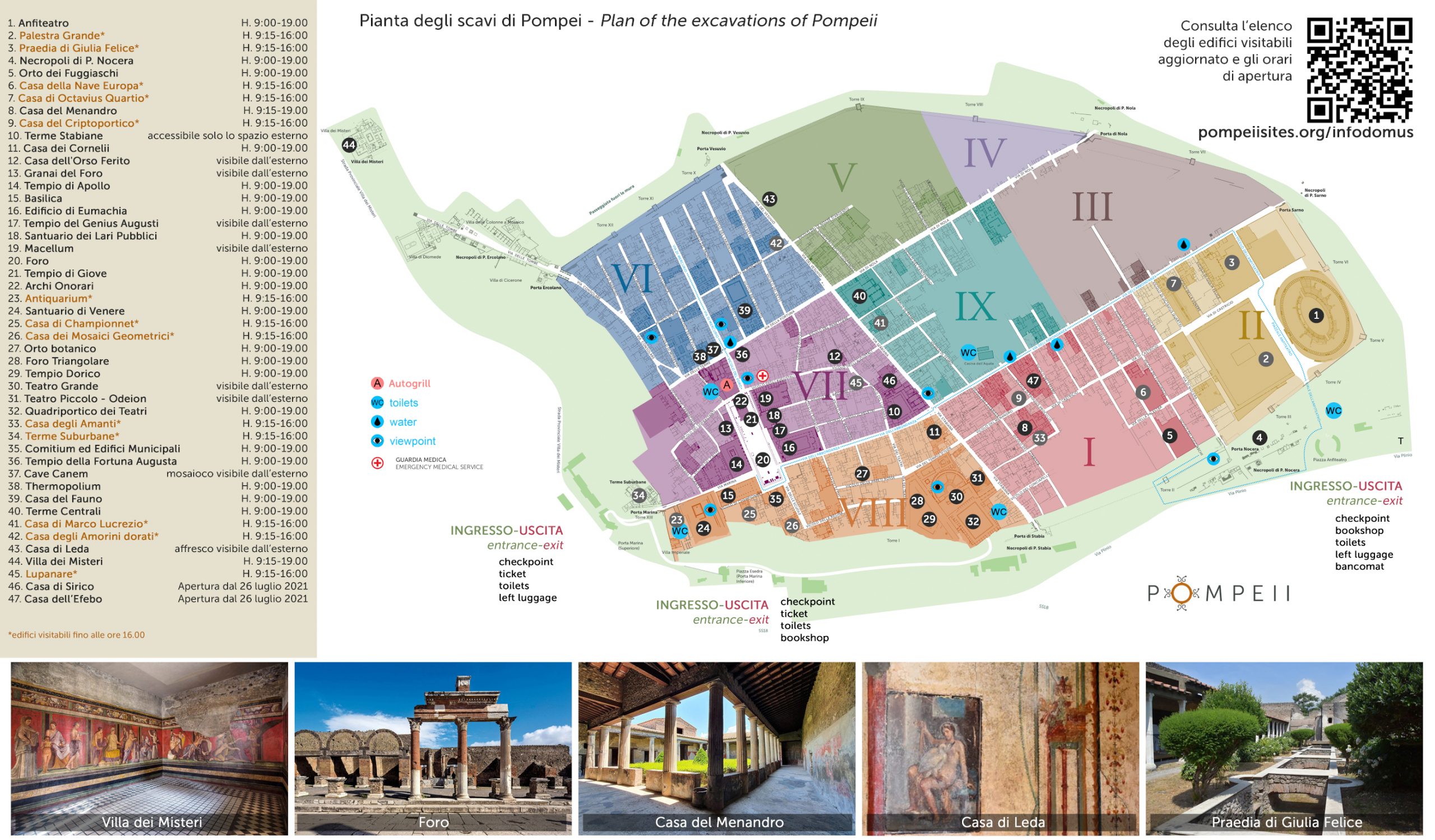 Mappa e Guida degli Scavi - Pompeii Sites
